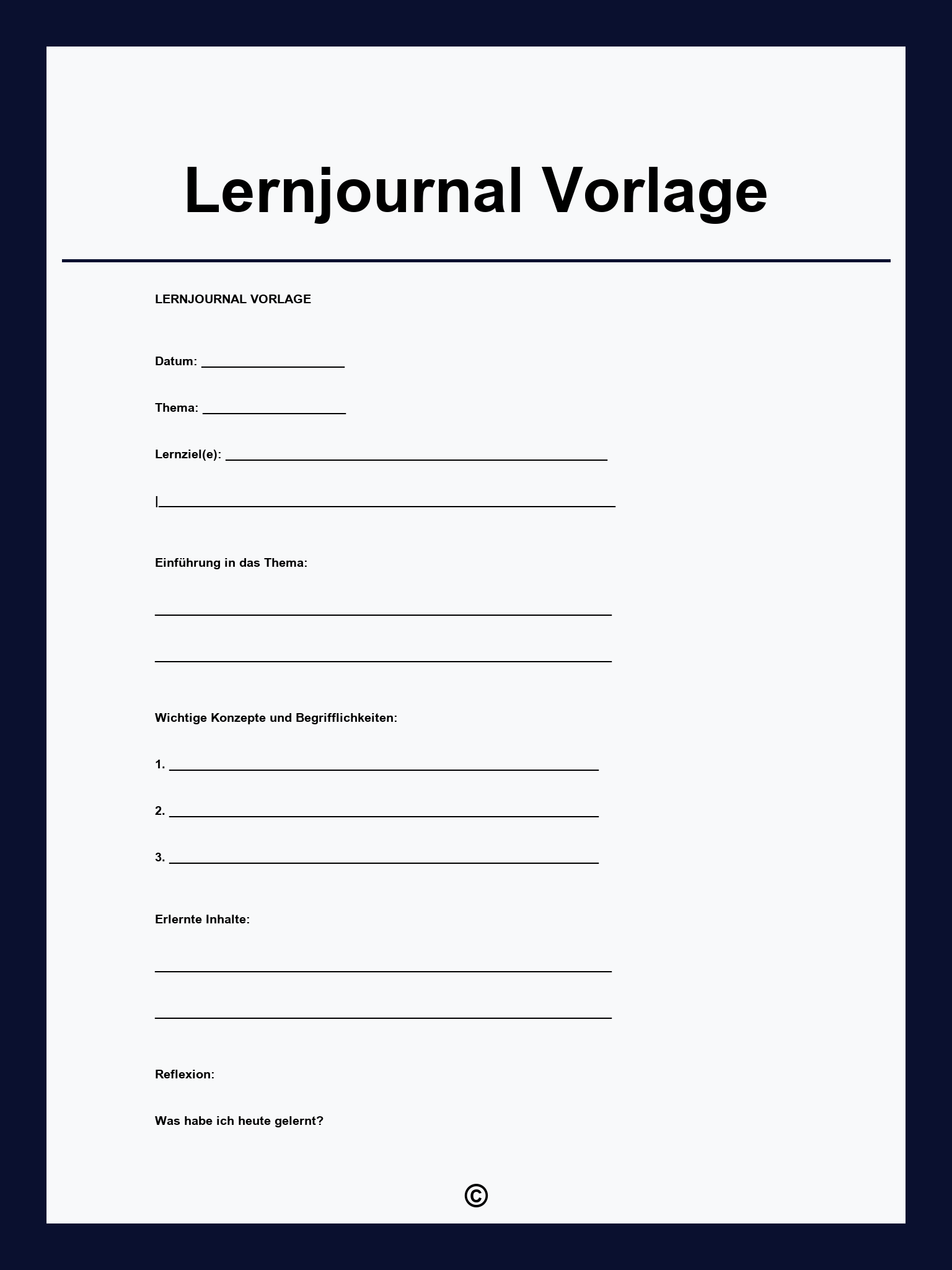 Lernjournal Vorlage